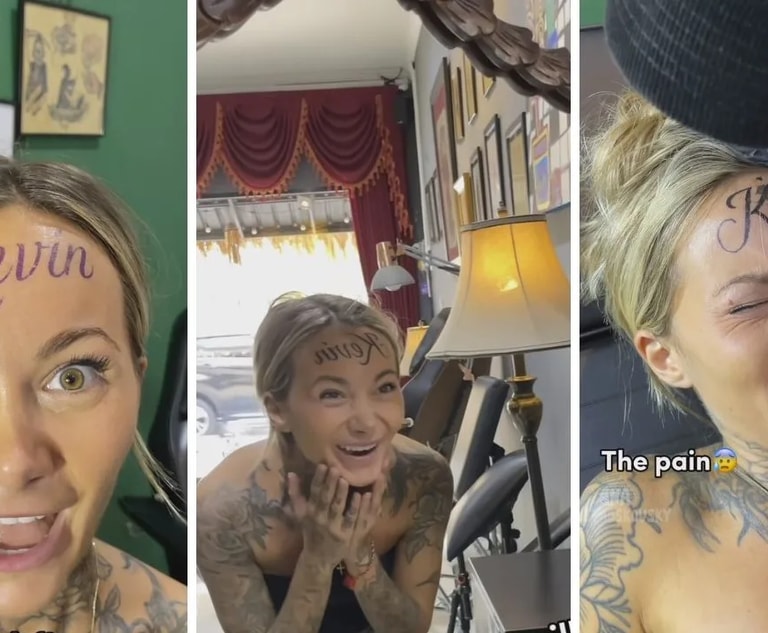 Influencer si tatua il nome del fidanzato sulla fronte